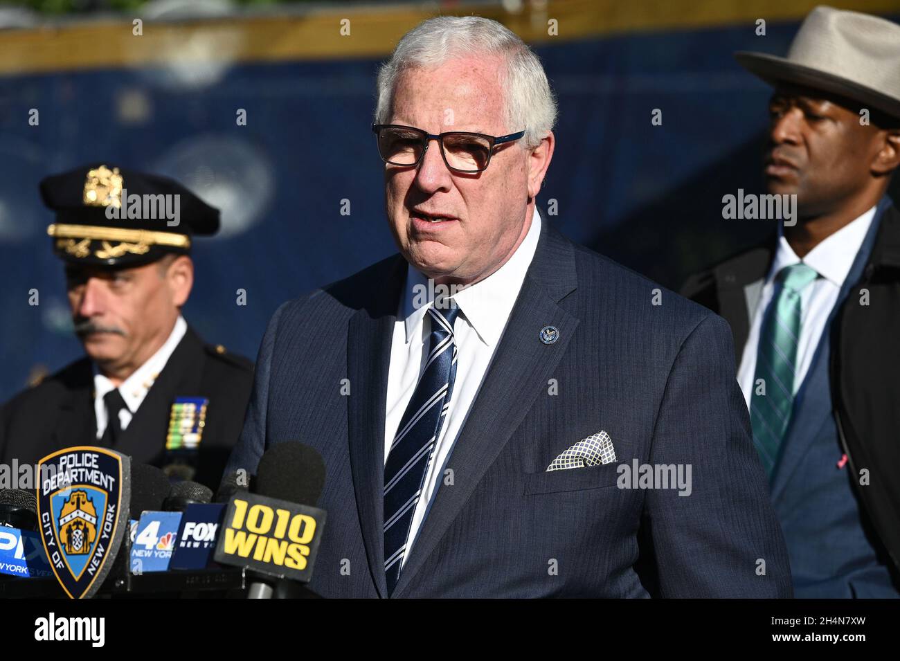New York, USA. 03rd Nov, 2021. John Miller (c), Deputy Commissioner of ...