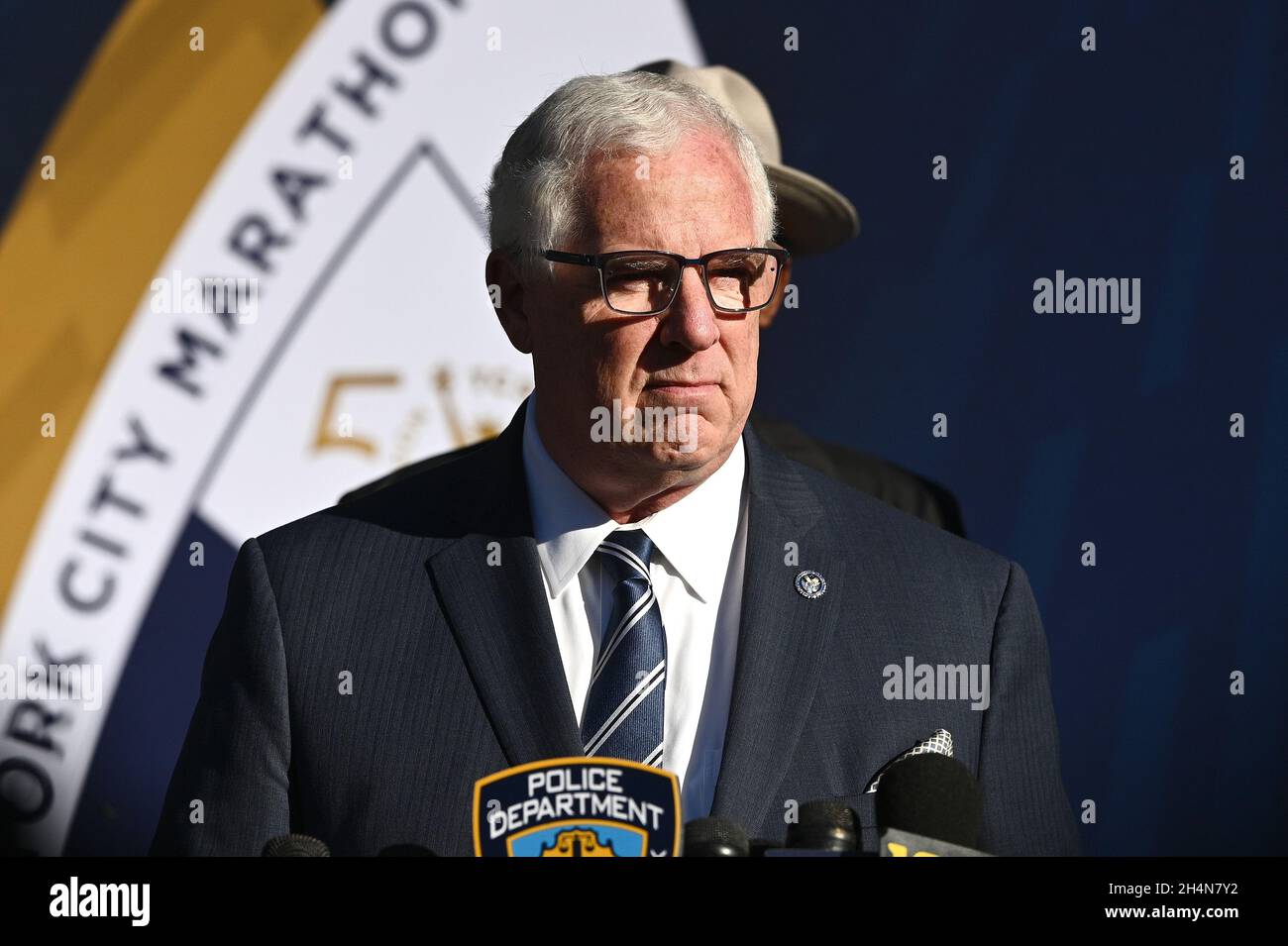 New York, USA. 03rd Nov, 2021. John Miller (c), Deputy Commissioner of ...