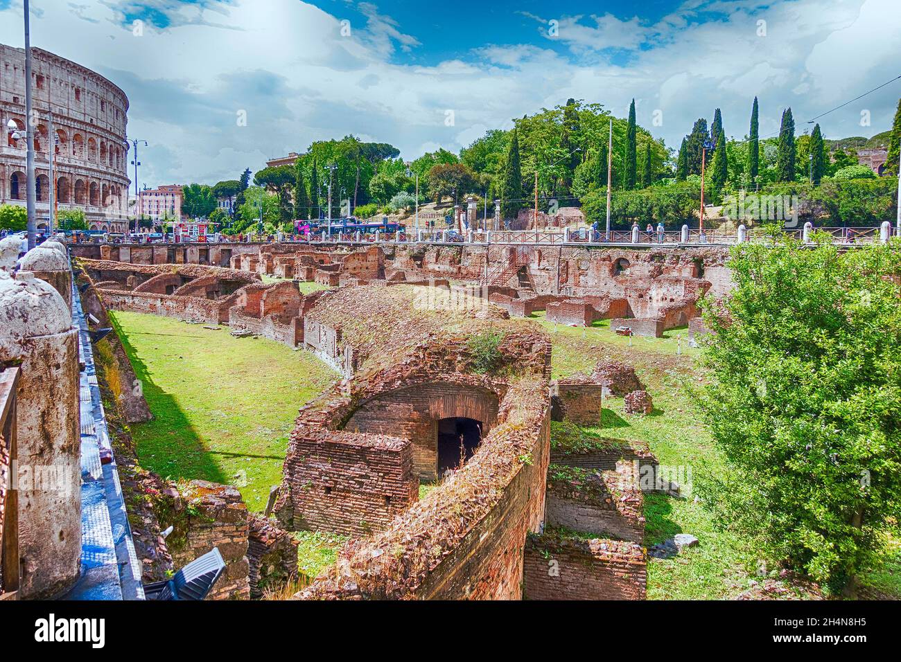 Ludus Magnus, ruins of the ancient gladiator school near the Colosseum ...