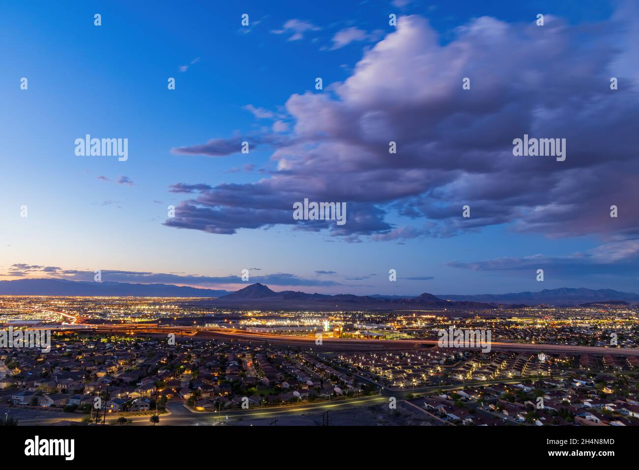 High angle night view of Henderson Cityscape at Nevada Stock Photo - Alamy