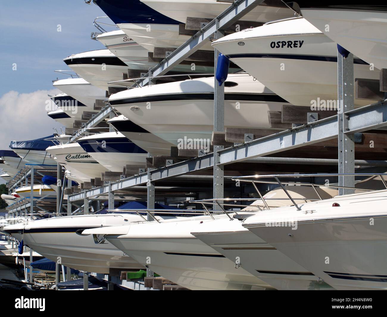 Dry stack boat storage at Poole Harbour, Dorset, England, UK Stock ...
