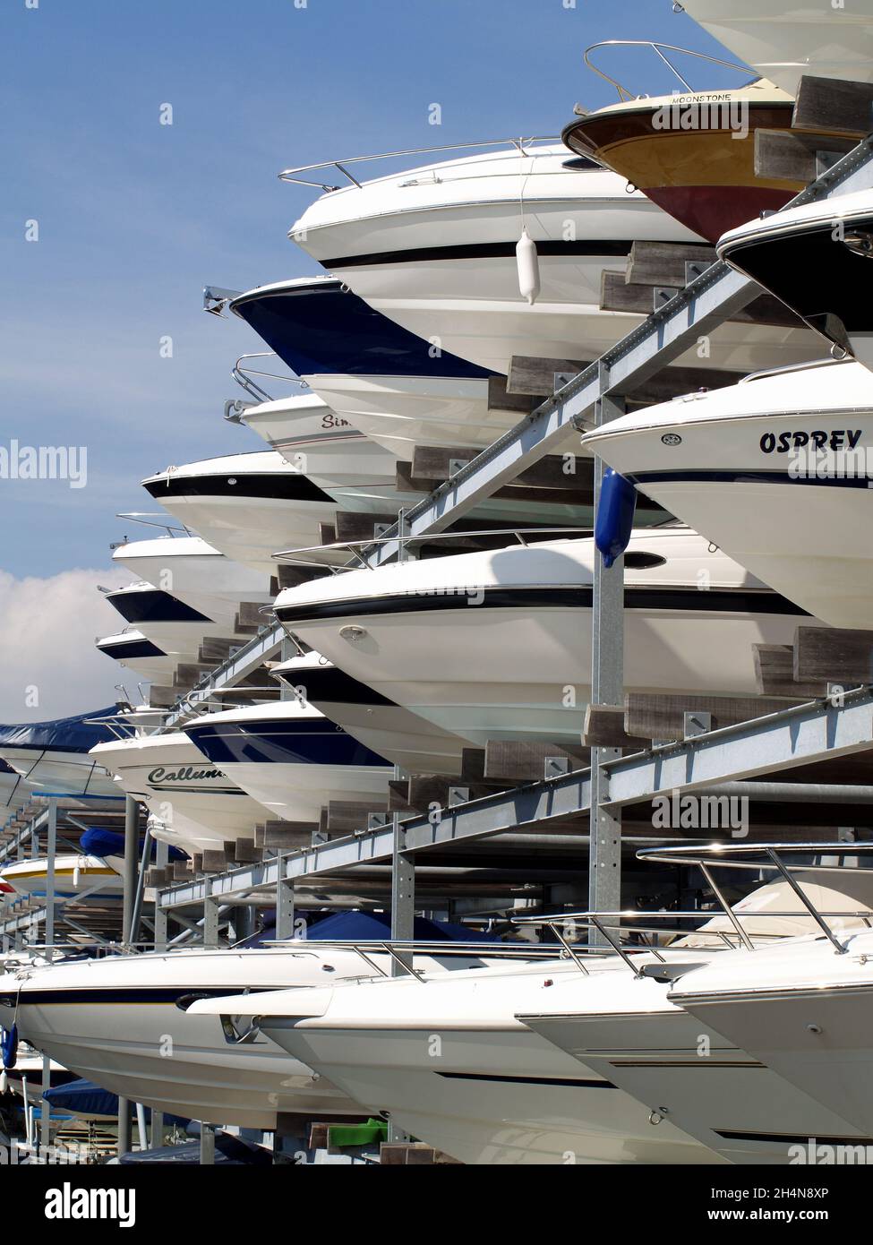 Dry stack boat storage at Poole Harbour, Dorset, England, UK Stock ...