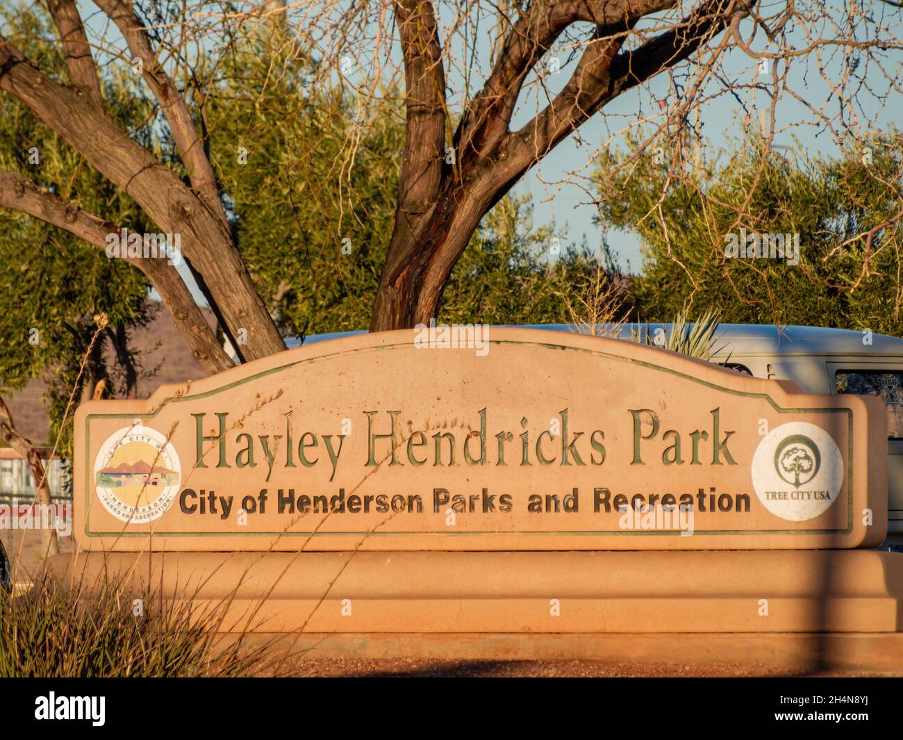 Sign of the Hayley Hendricks Park at Nevada Stock Photo - Alamy