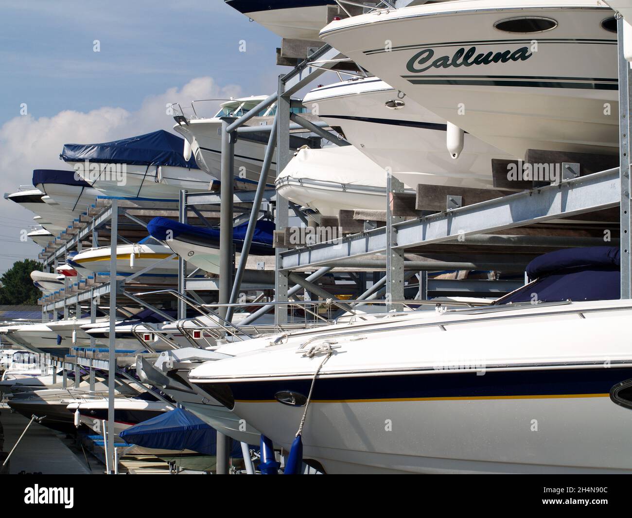 Dry stack boat storage at Poole Harbour, Dorset, England, UK Stock ...