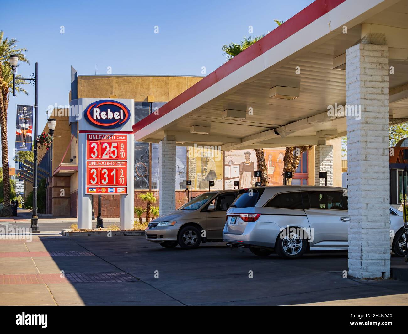Henderson, MAY 3 2021 - Sunny view of Rebel gasoline station Stock ...