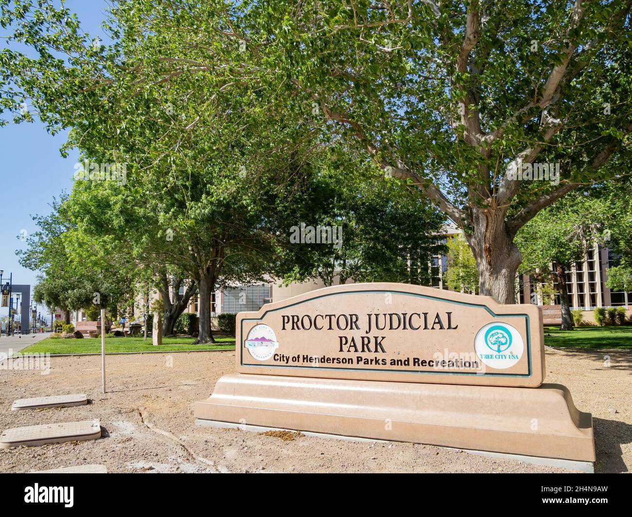 Henderson, APR 5 2021 - Sunny view of the Proctor Judicial Park Stock ...