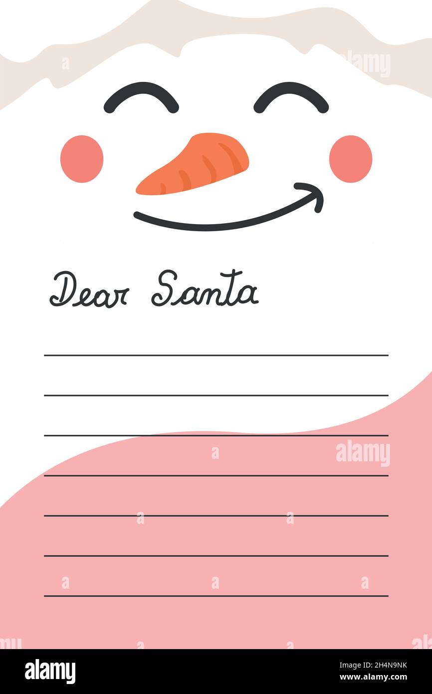 Christmas card letter to send message to Santa Claus Snowman Stock ...