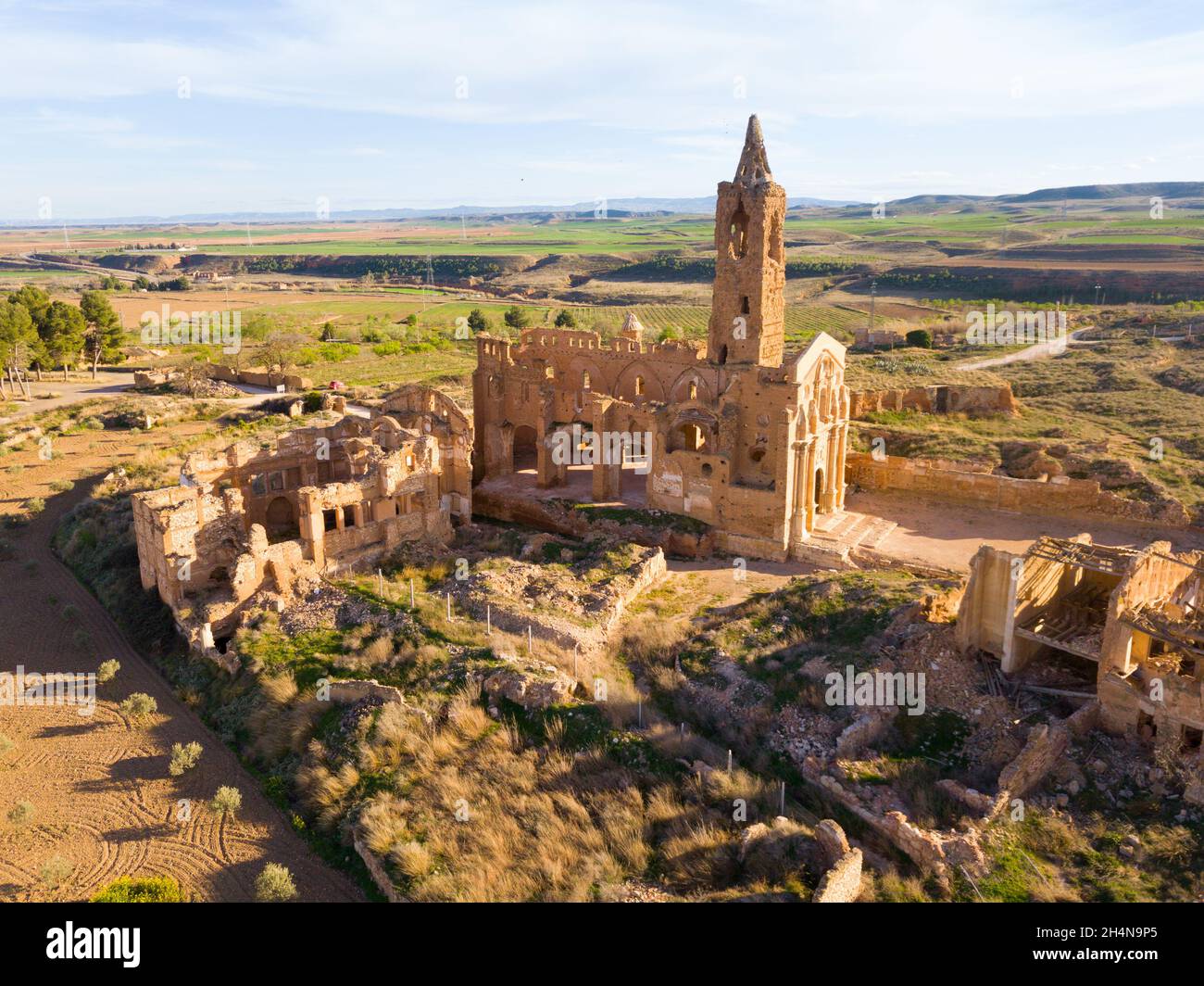 Aerial view of ruins of Belchite Stock Photo - Alamy