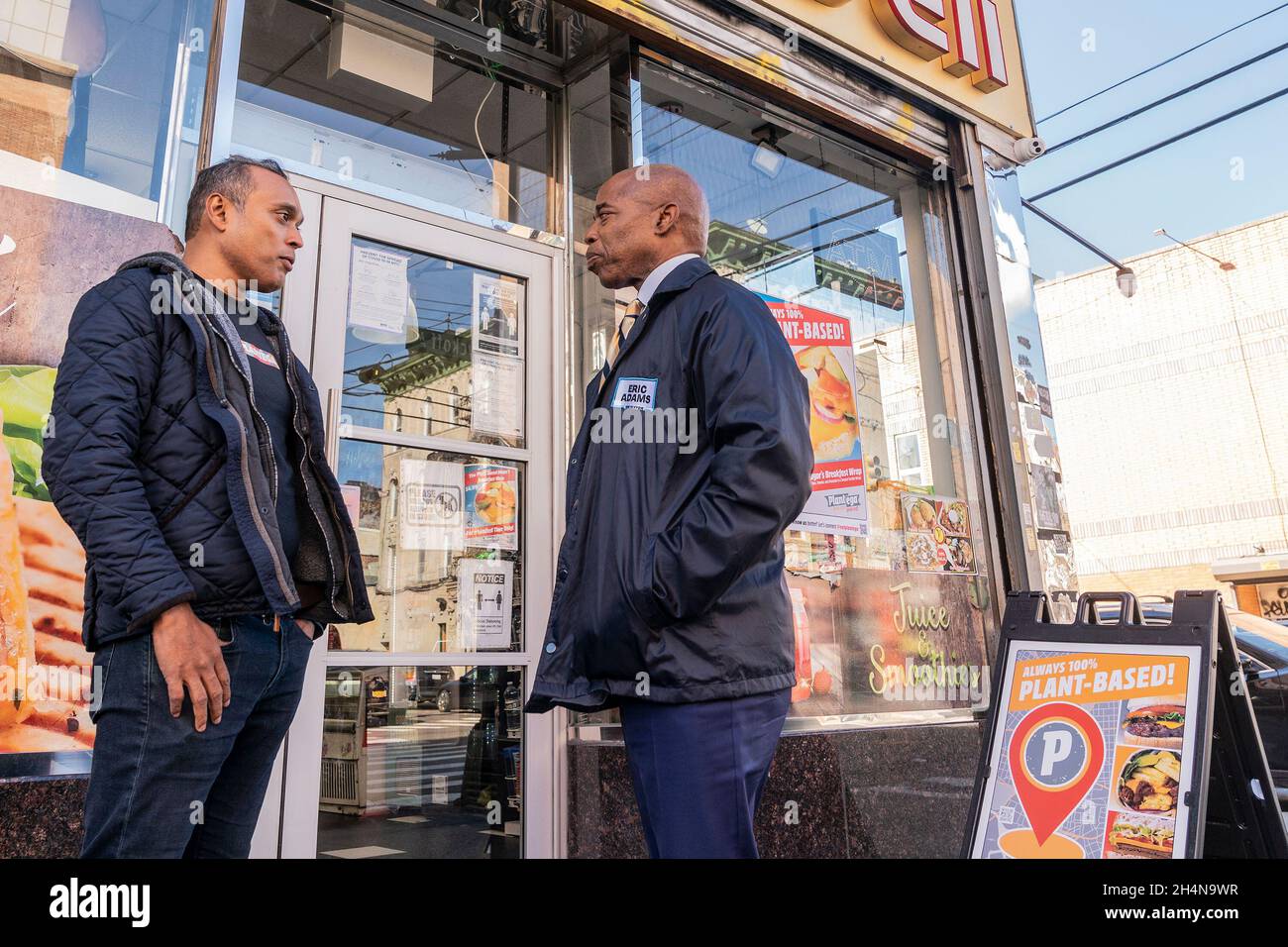 New York, United States. 03rd Nov, 2021. Mayor-elect Eric Adams stops ...