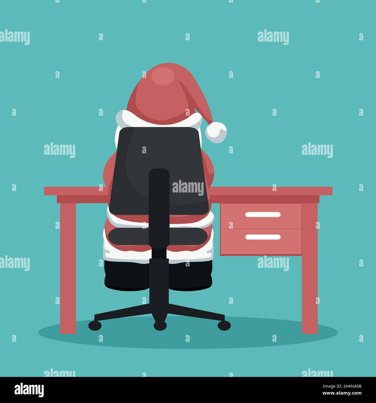 Christmas card of Santa Claus working at his desk Stock Vector Image ...