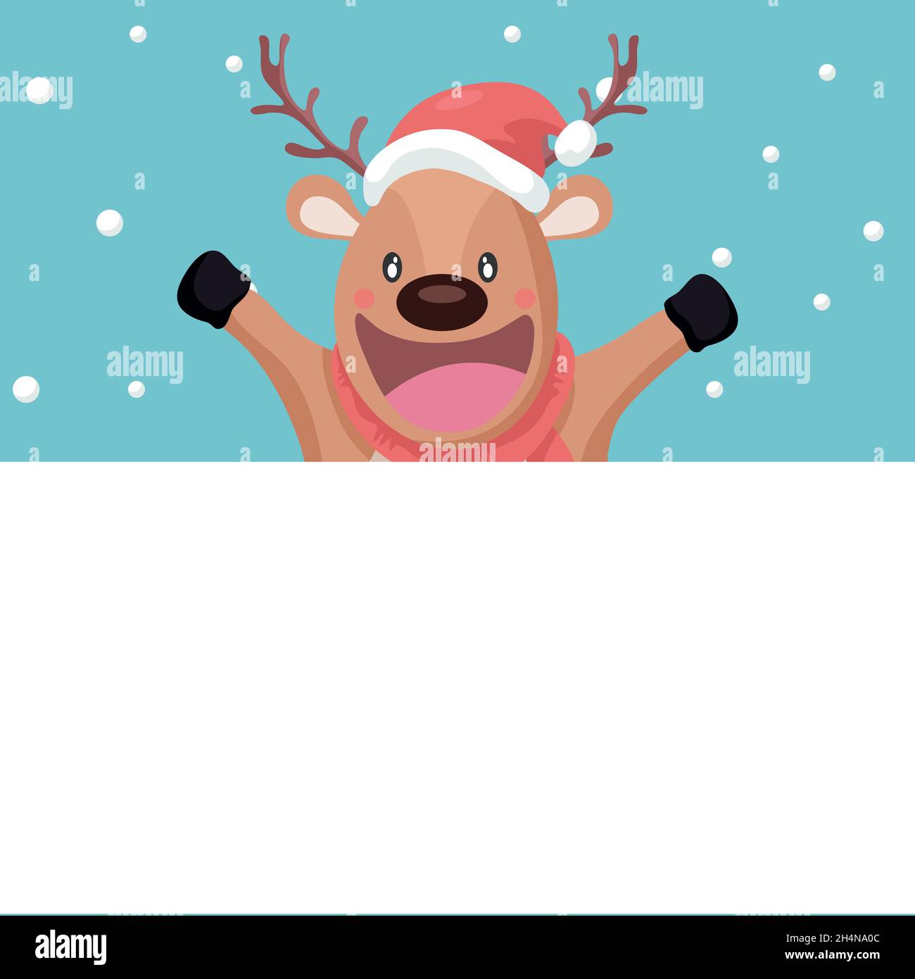 Happy reindeer in merry christmas card for dedication Stock Vector ...