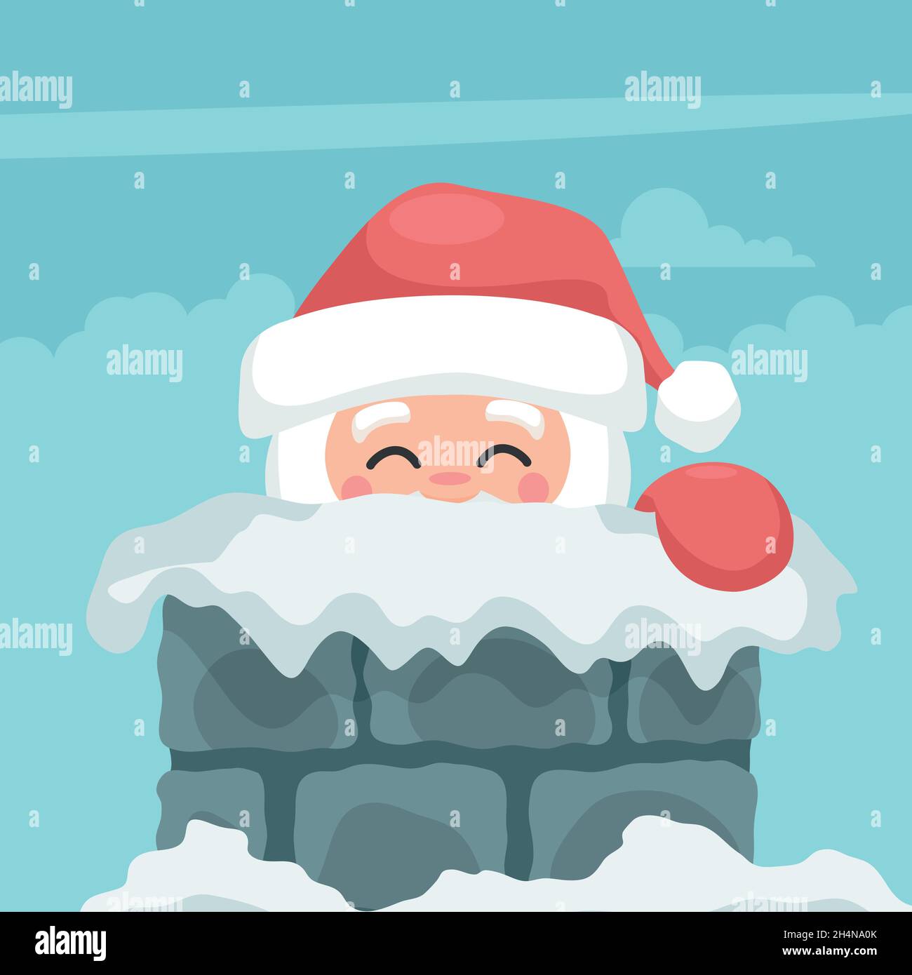 Santa claus peeking out Stock Vector Images - Alamy