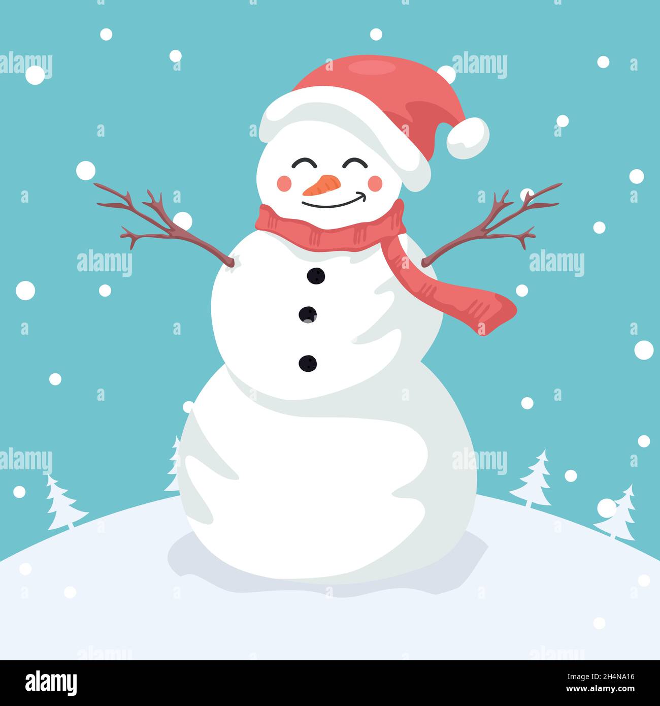 Merry Snowman Merry Christmas Card Stock Vector Image & Art - Alamy