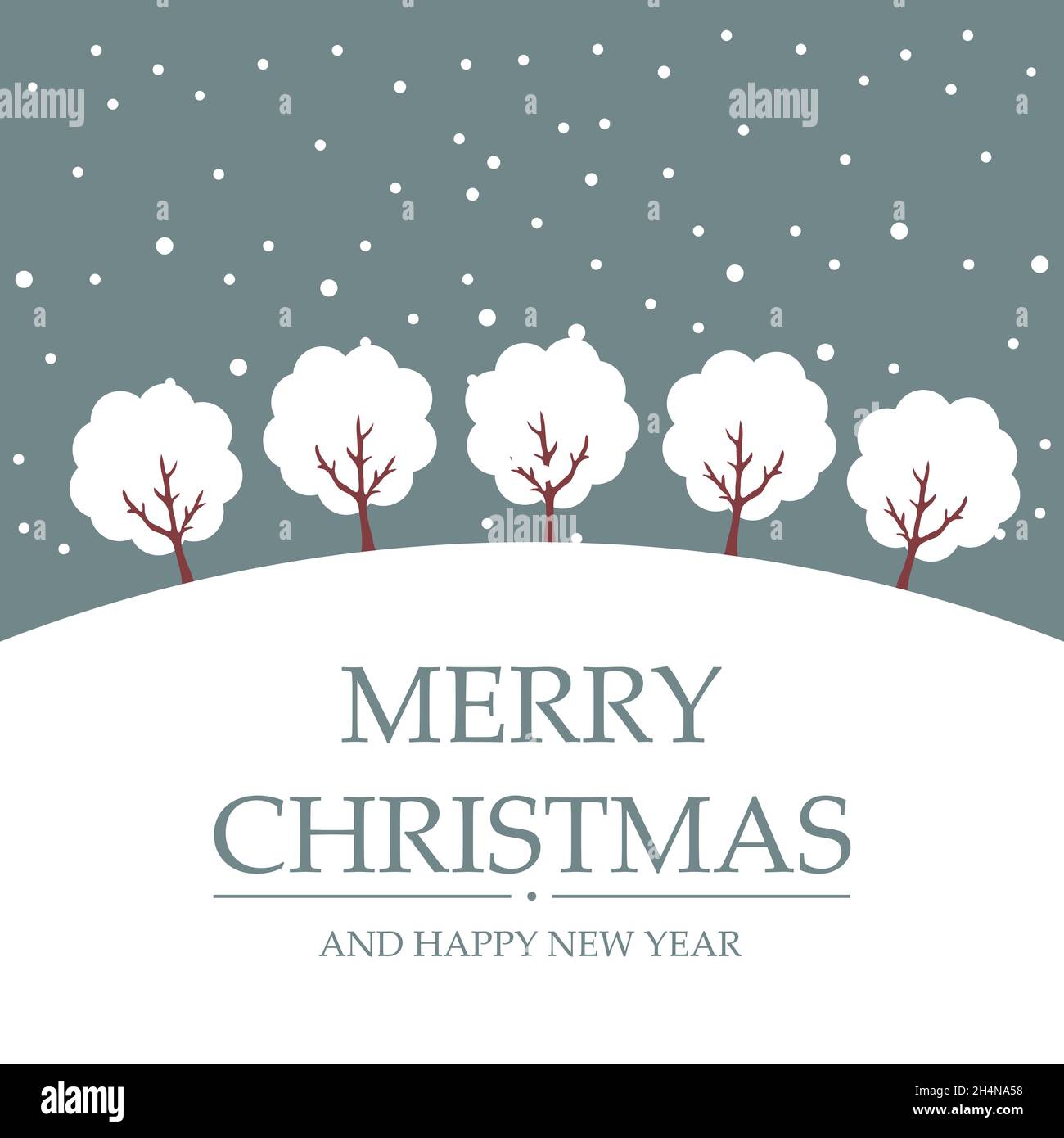 Merry Christmas card design of trees in the snow Stock Vector Image ...