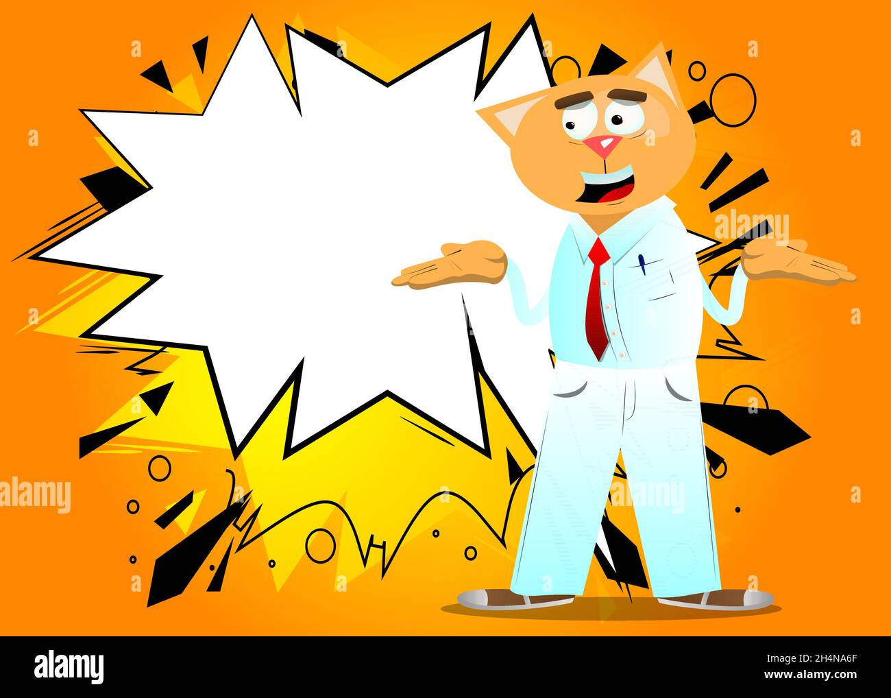 Funny cartoon cat shrugs shoulders expressing don't know gesture ...