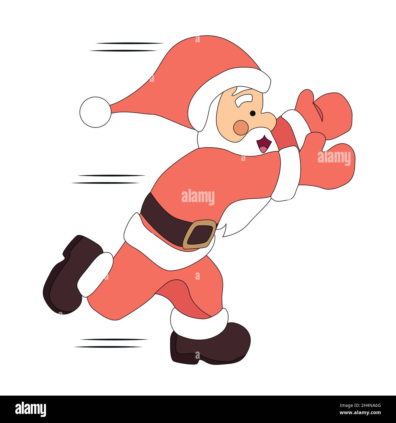 Cartoon illustration funny running santa Cut Out Stock Images ...