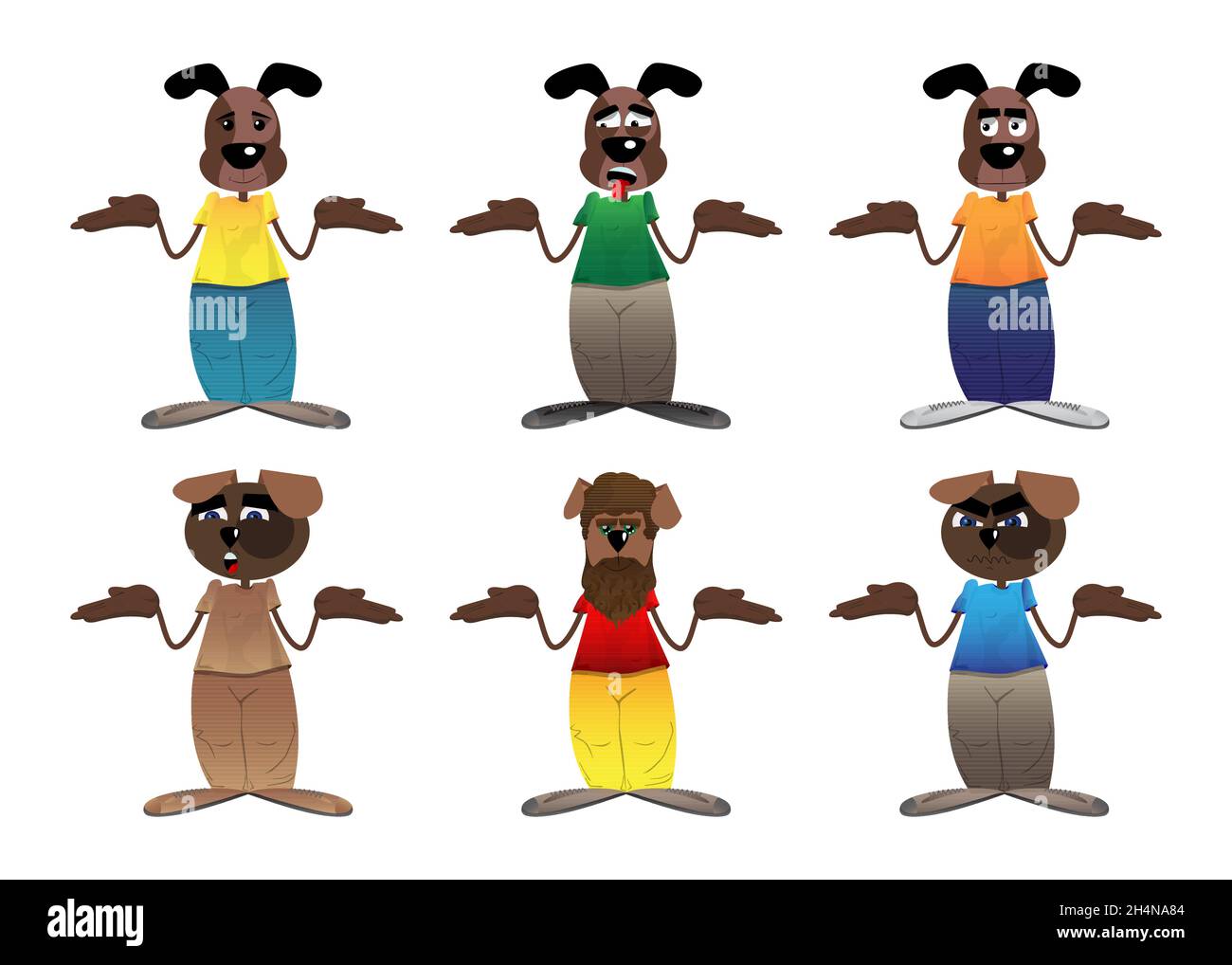 Funny cartoon dog shrugs shoulders expressing don't know gesture ...