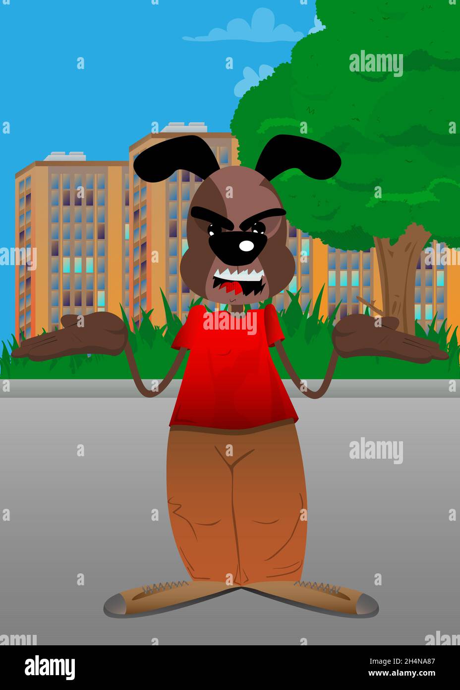 Funny cartoon dog shrugs shoulders expressing don't know gesture ...