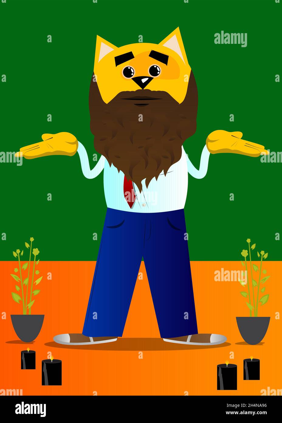 Funny cartoon cat shrugs shoulders expressing don't know gesture ...