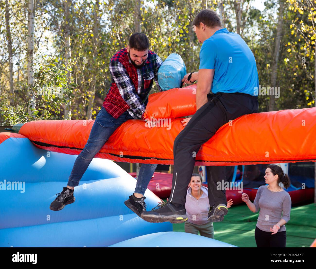 Fighting on log hi-res stock photography and images - Alamy