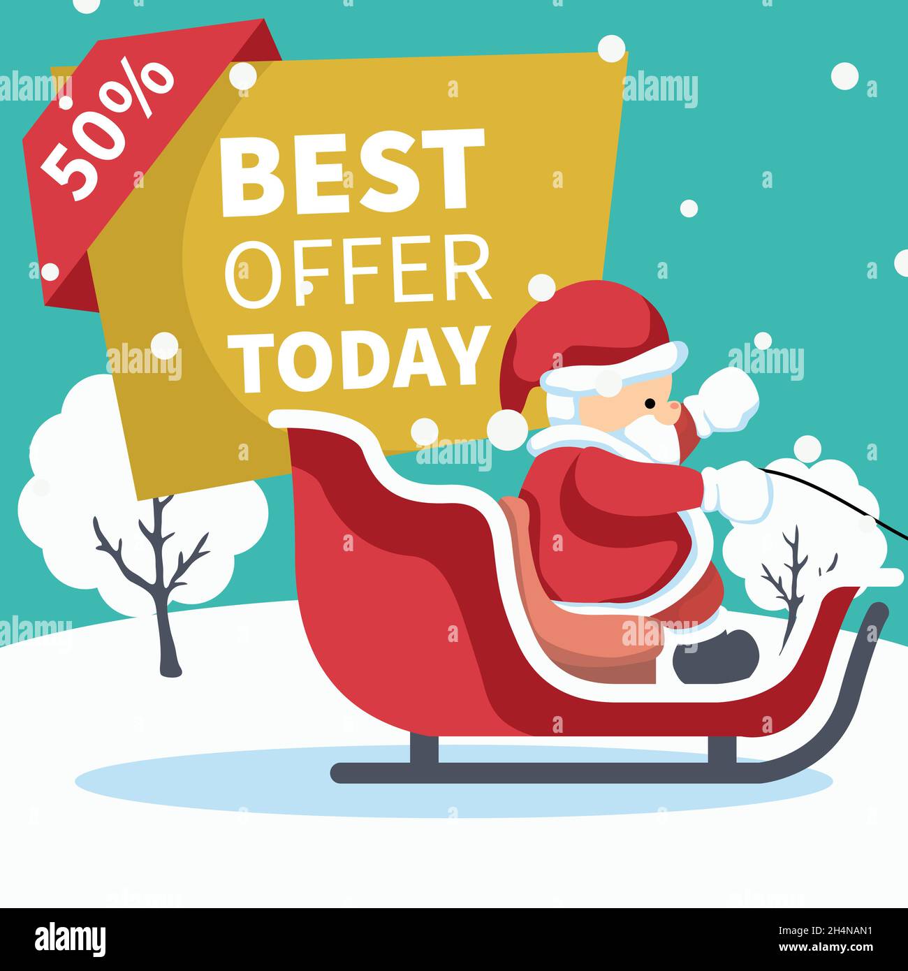 Design of santa claus in his sleigh with sale poster Stock Vector Image ...