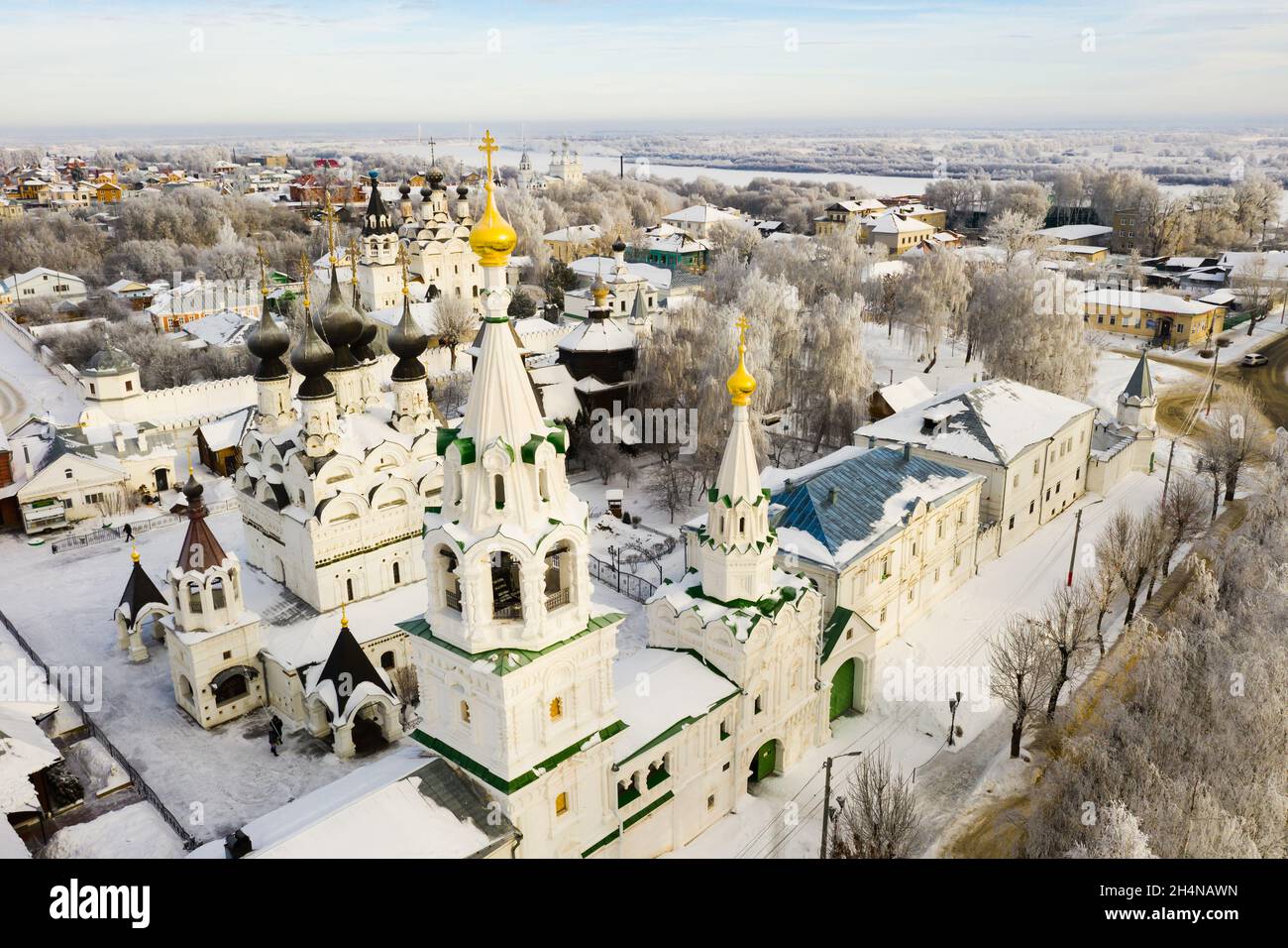 Top view of the Annunciation and Trinity Monasteries in city of Murom ...