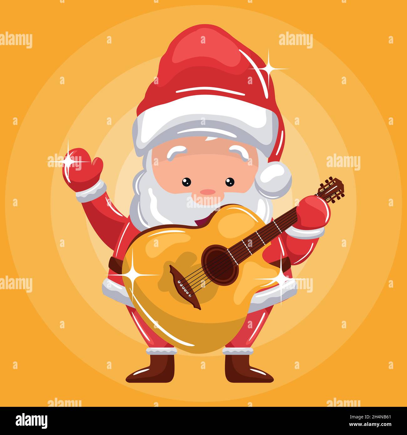 background with smiling santa claus playing guitar Stock Vector Image ...