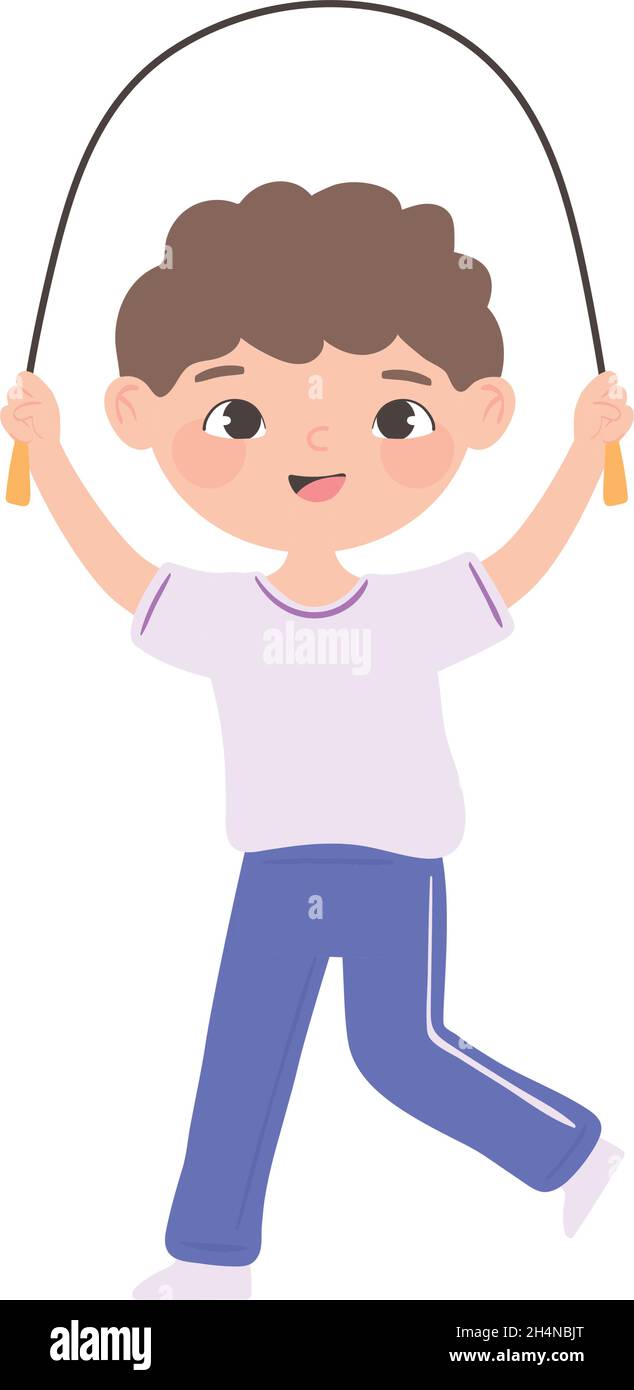 boy skipping with rope Stock Vector Image & Art - Alamy
