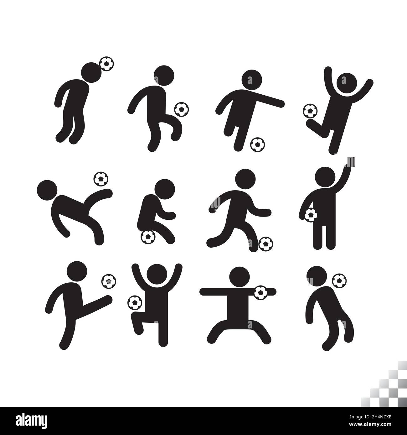 stick figure soccer player silhouettes icons simple Stock Vector Image ...