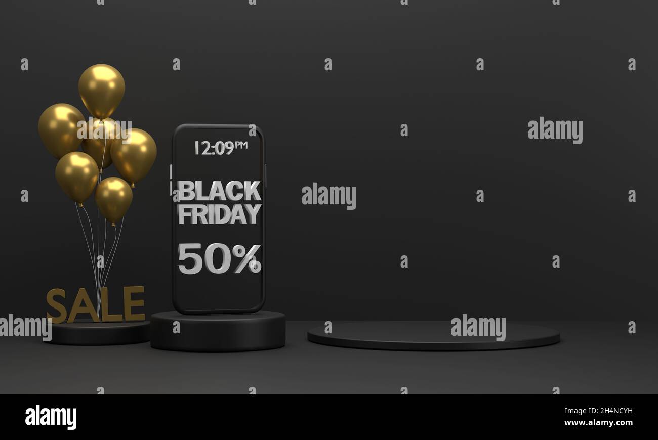 3d black friday podium hi-res stock photography and images - Alamy