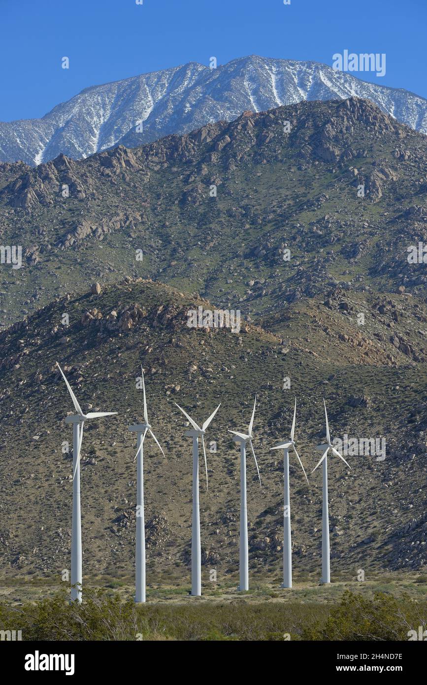The immense San Gorgonio Pass wind farm, near Cabazon CA Stock Photo ...