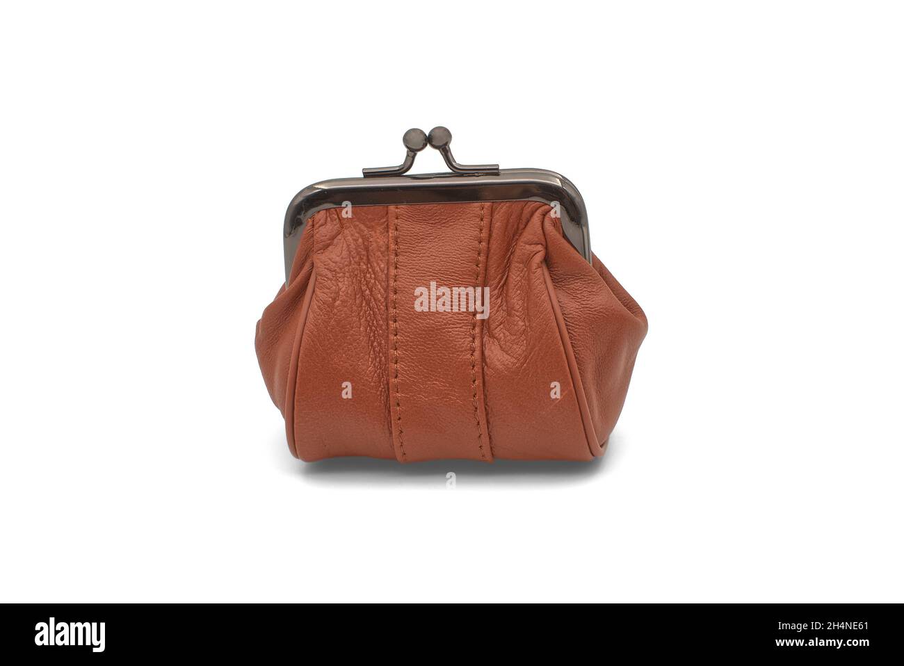 Brown vintage leather purse isolated on white background Stock Photo ...
