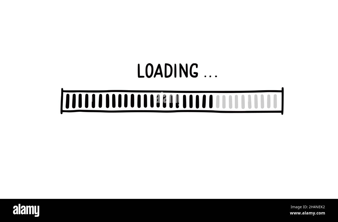 Loading bar doodle element. Hand drawn line sketch style. Slow download ...