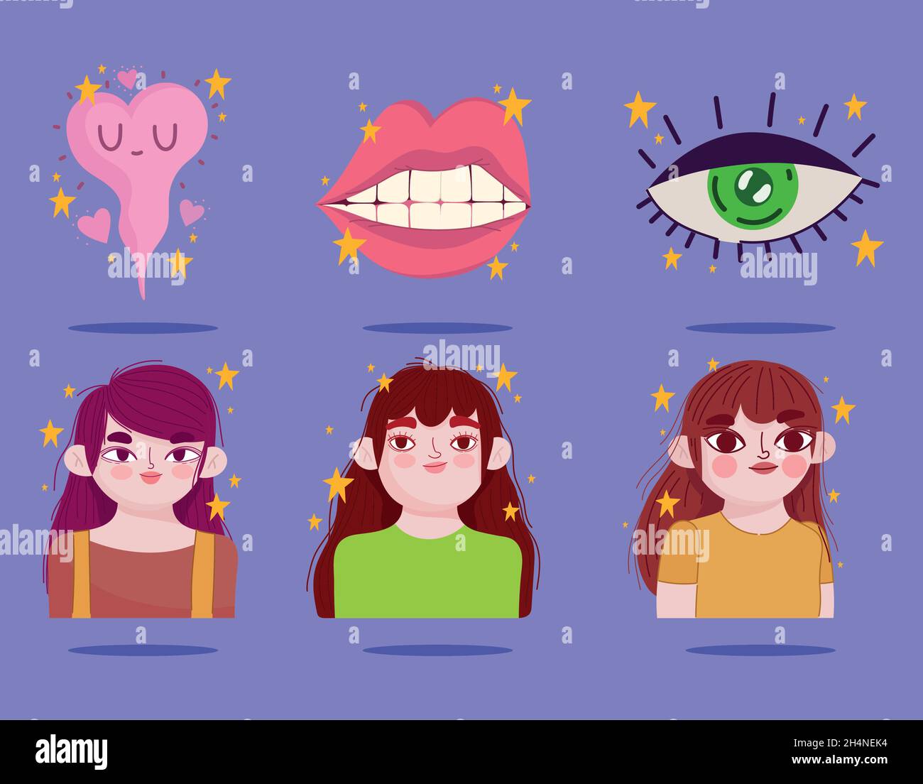 cartoon women icons Stock Vector Image & Art - Alamy