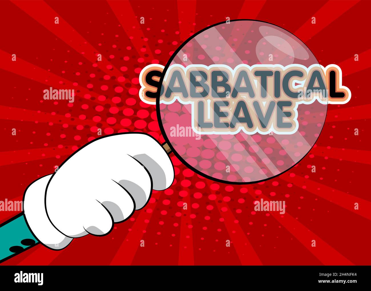 Sabbatical leave text under magnifying glass illustration on red ...