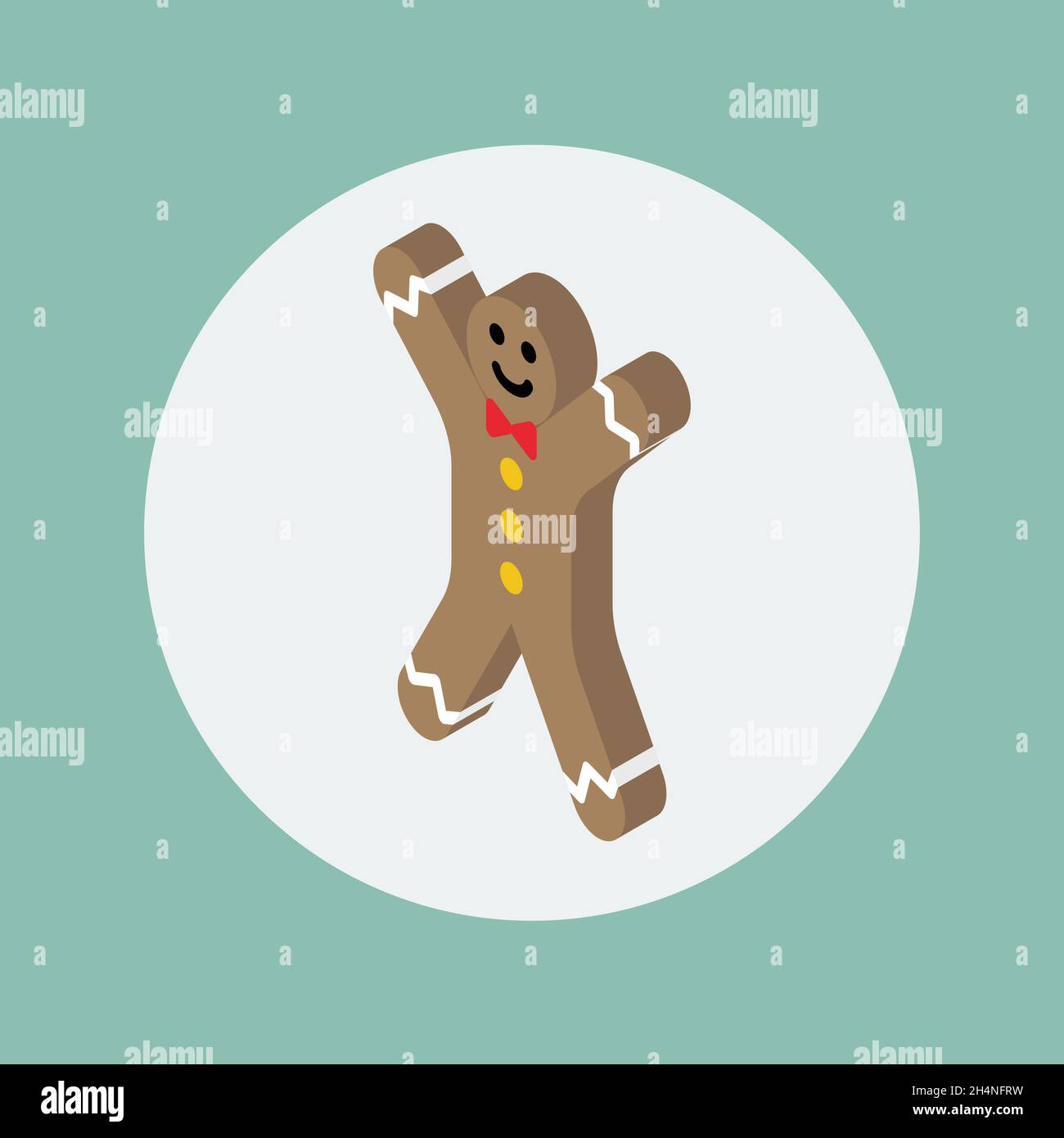 3D Christmas Gingerbread Man. Isometric icon vector illustration Stock ...