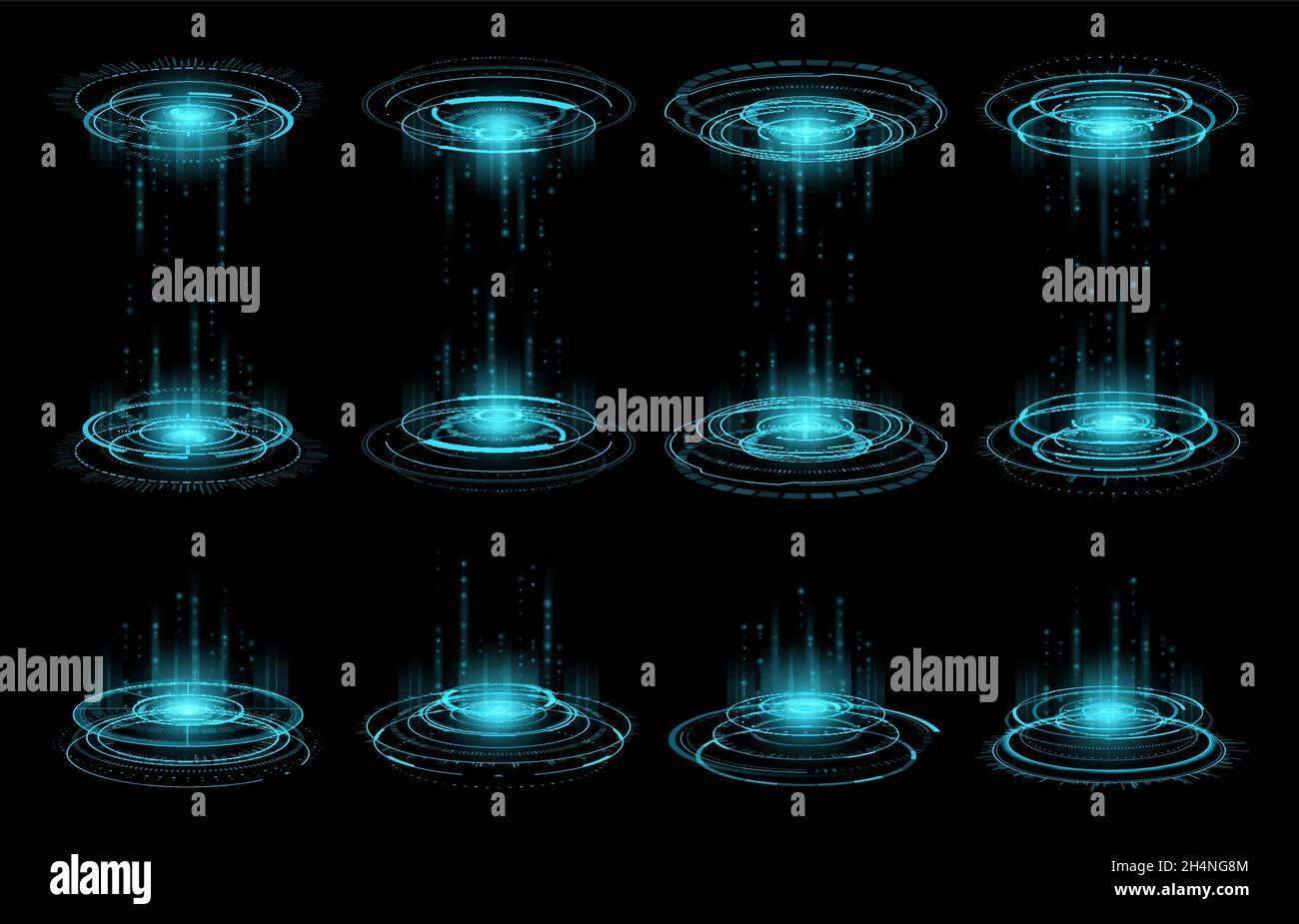 HUD futuristic circular virtual portal. Double-sided and one-sided game ...