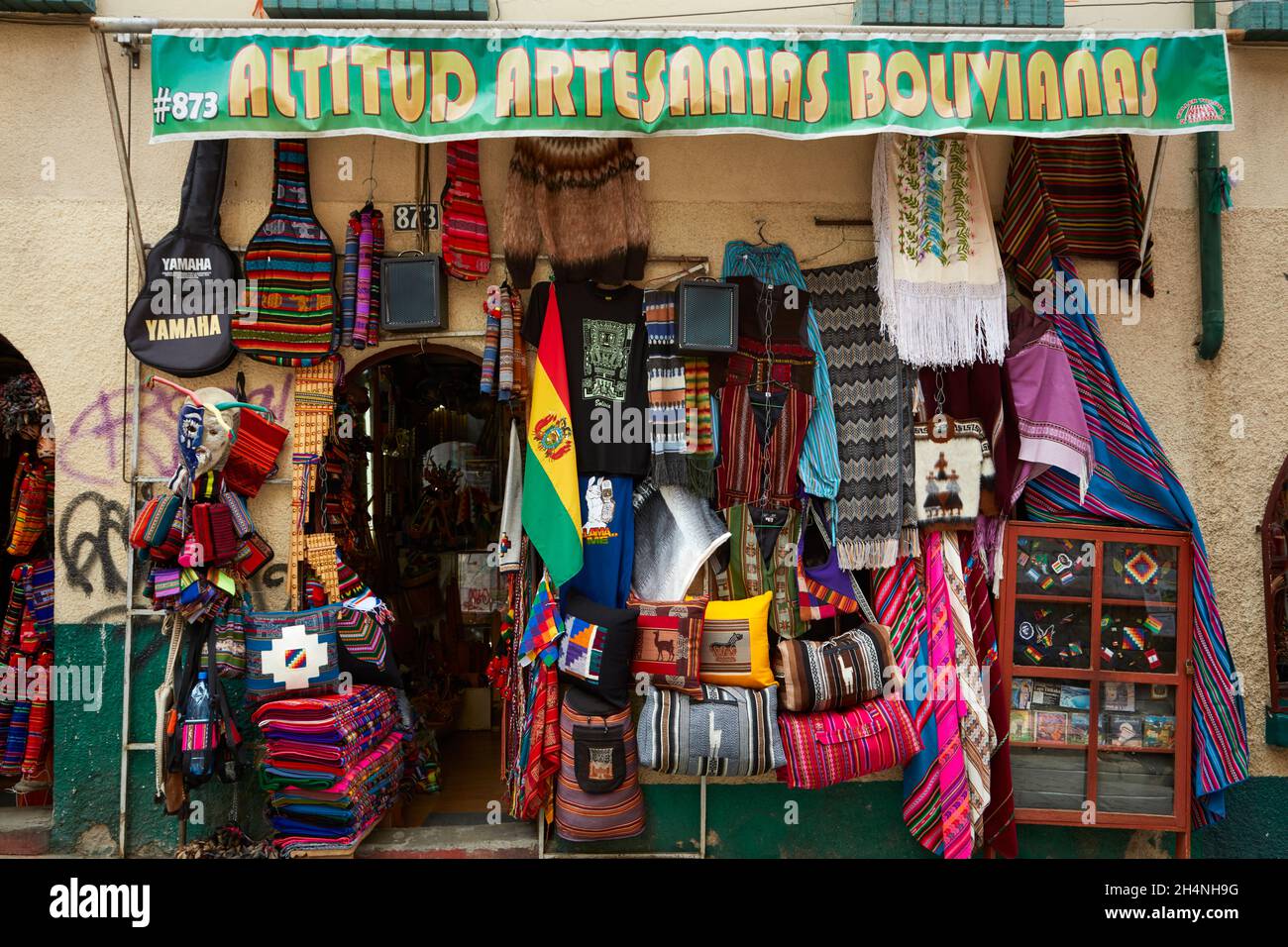 Shop selling Bolivian handicrafts, Witches Market, La Paz, Bolivia ...