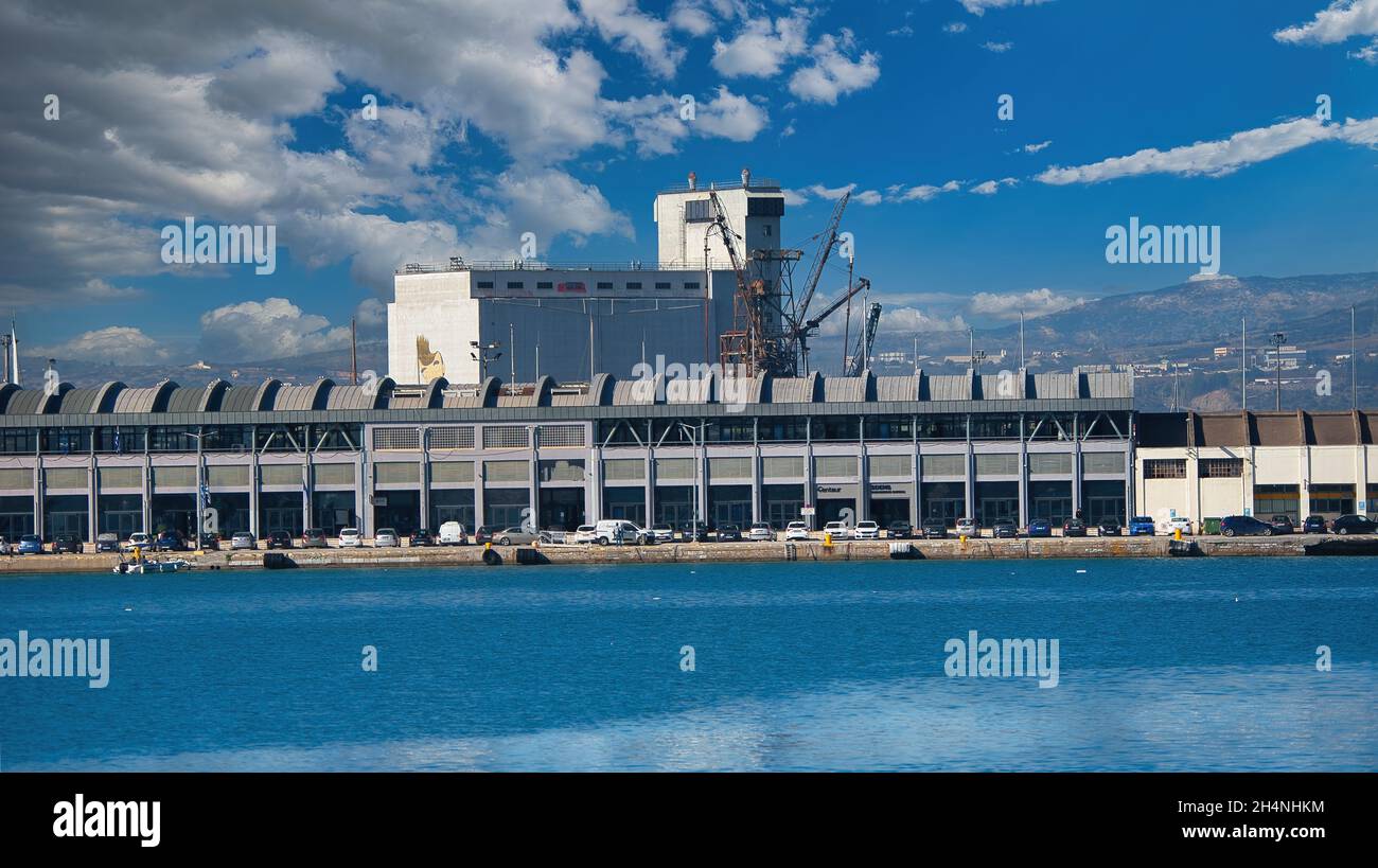 Volos, Greece. waterfront promenade of the coastal port city Volos in ...