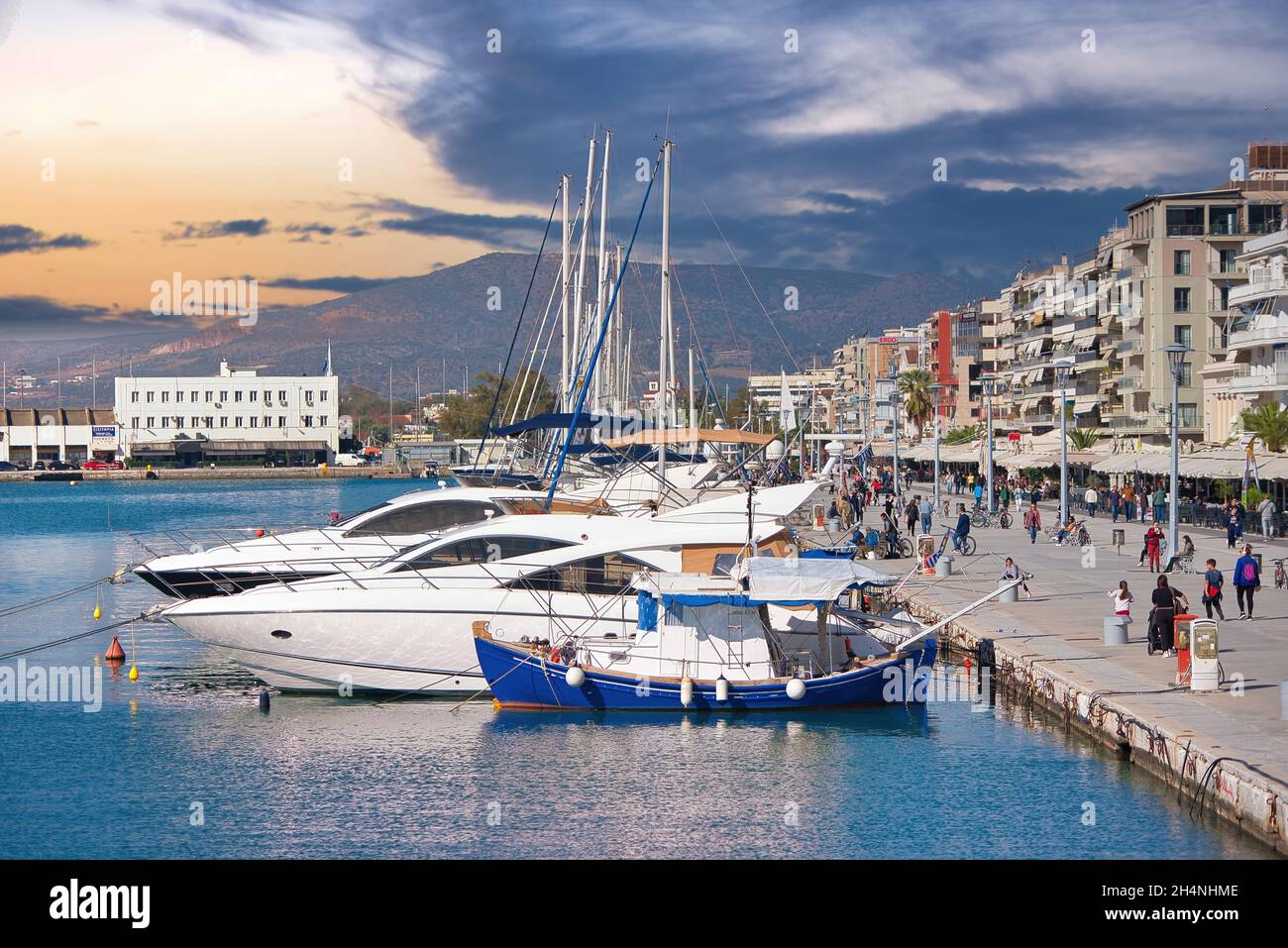 Volos, Greece. waterfront promenade of the coastal port city Volos in ...