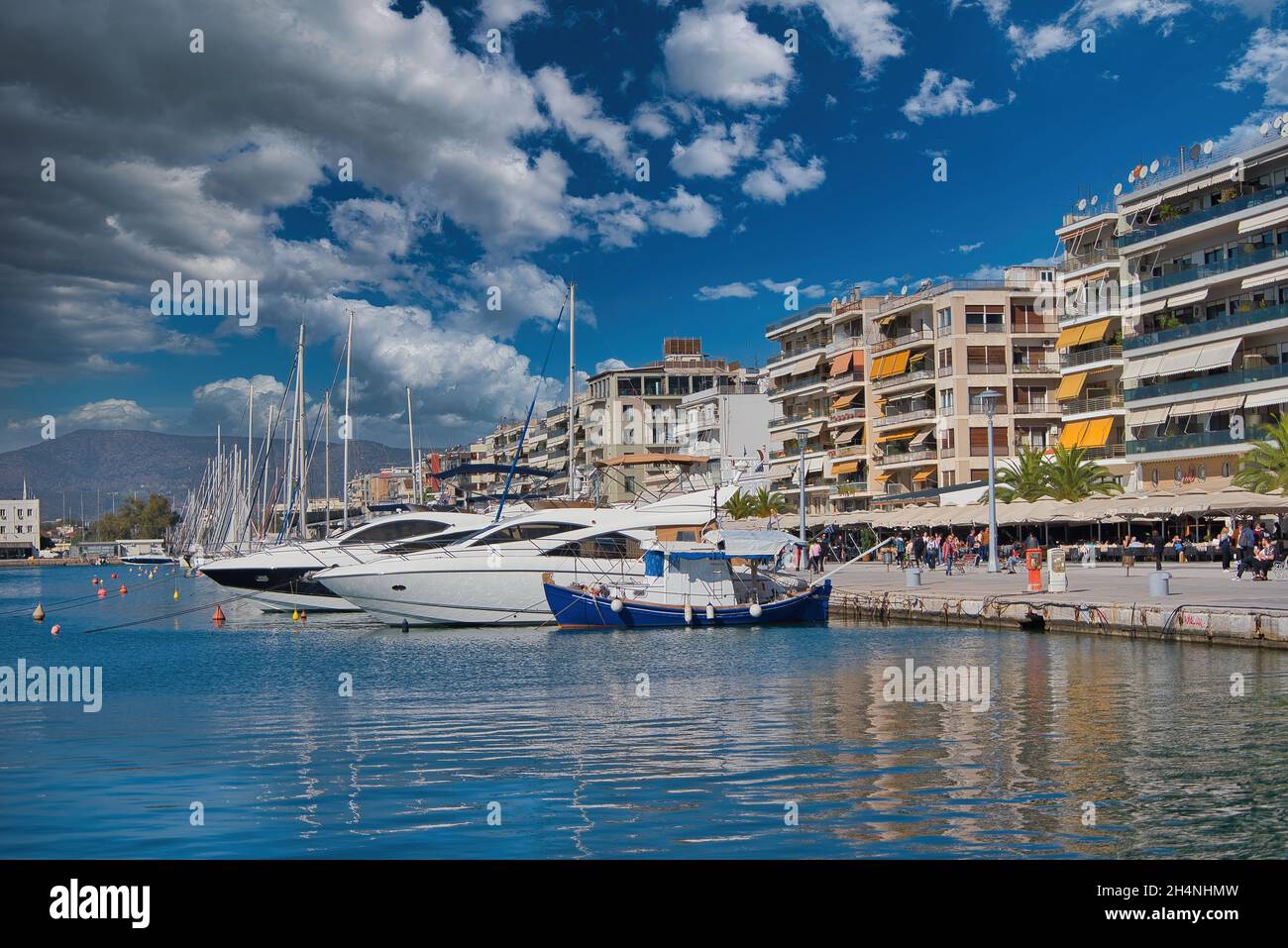 Volos, Greece. waterfront promenade of the coastal port city Volos in ...