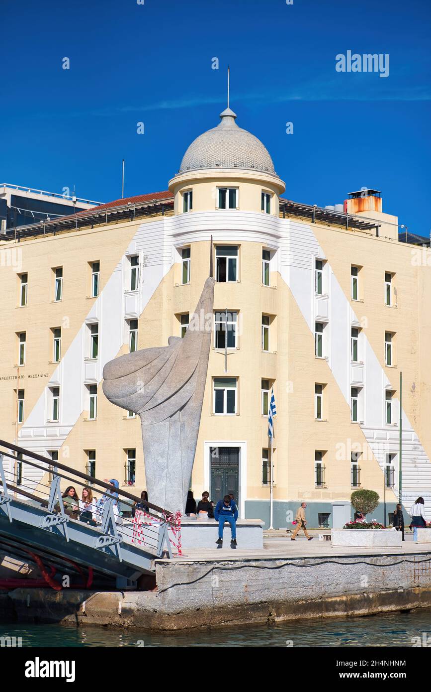 Volos, Greece. waterfront promenade of the coastal port city Volos in ...