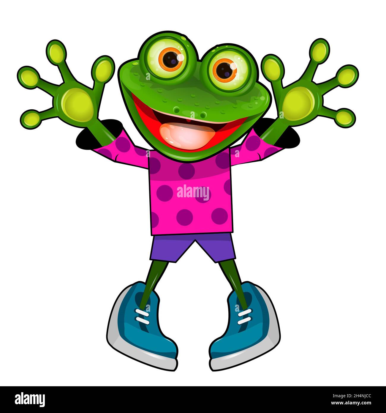 Illustration Cheerful Frog in Keds on a White Background Stock Photo ...