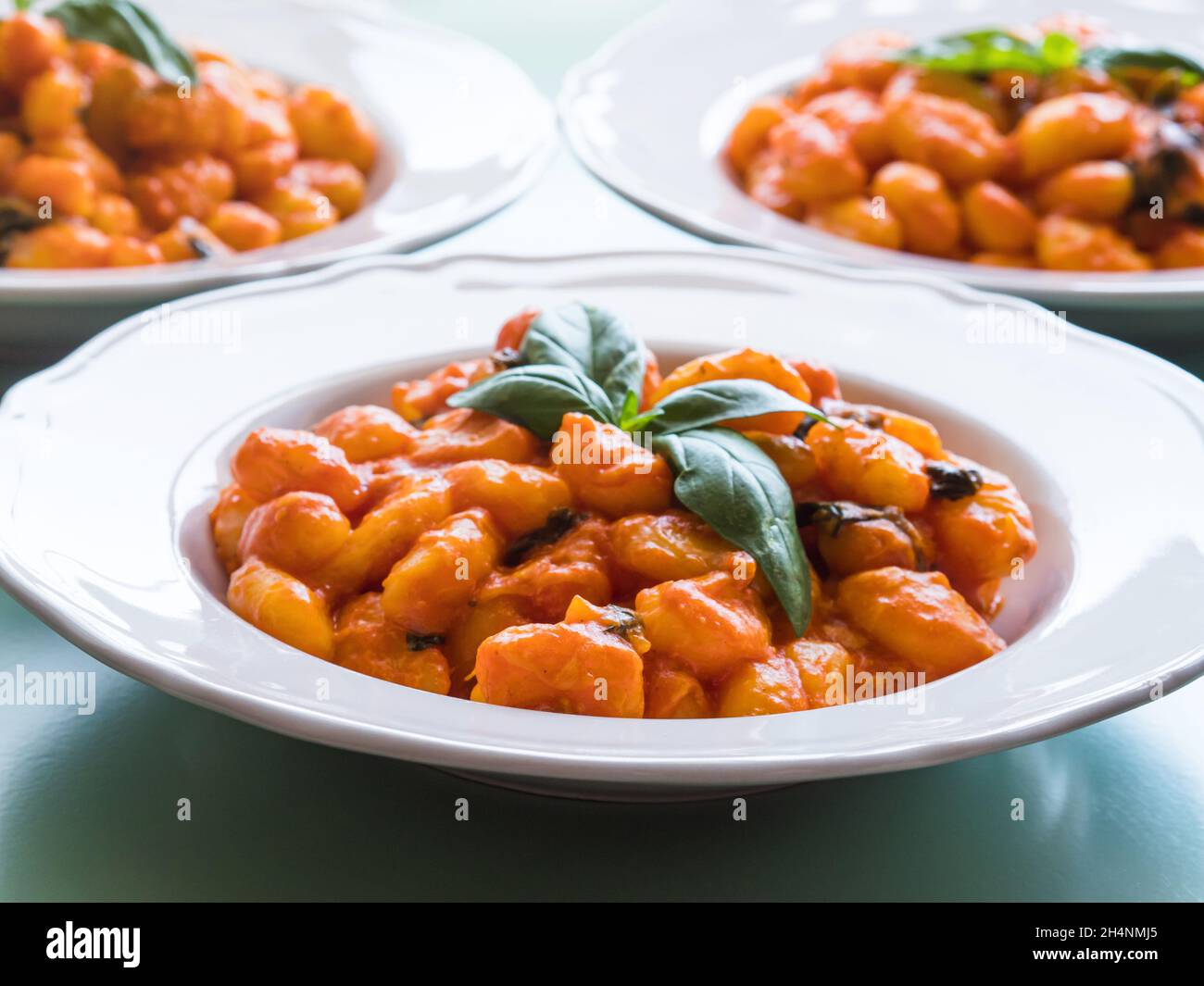 Italian potato gnocchi pasta with tomato sauce and mozzarella cheese ...