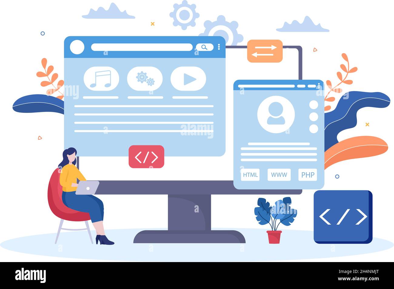 Software Development and Programming Code on Computer Vector ...