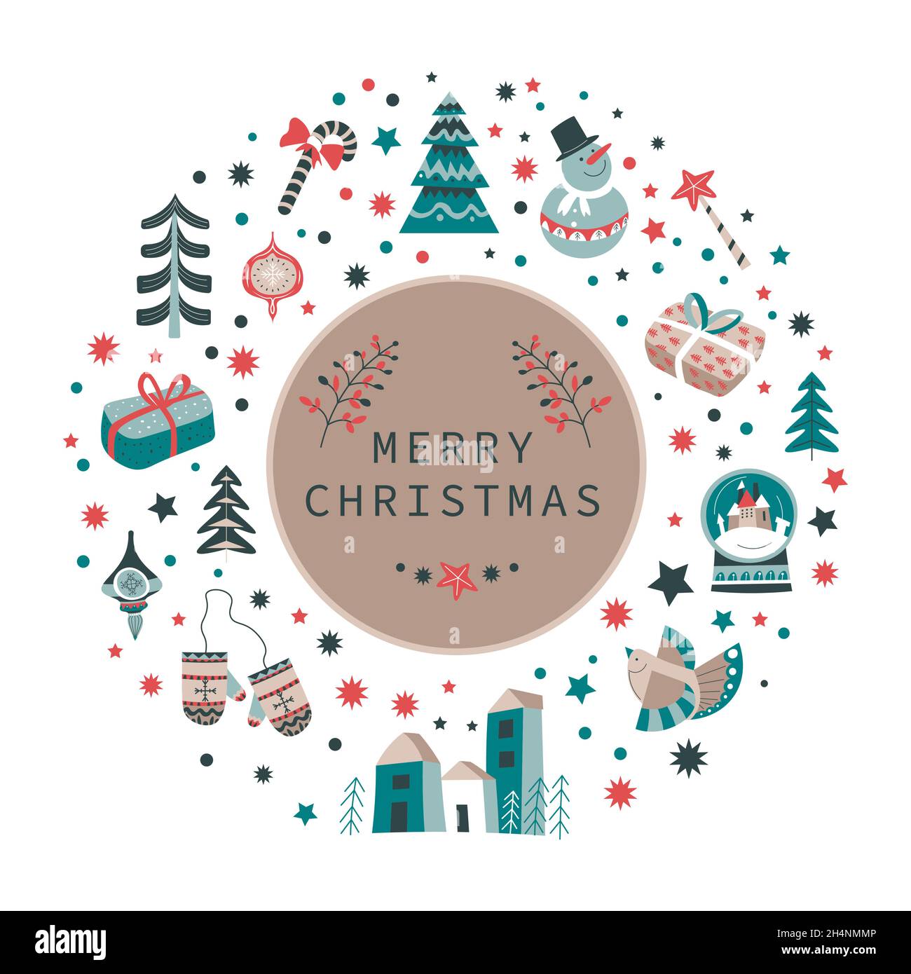 Party christmas card pine Stock Vector Images - Alamy