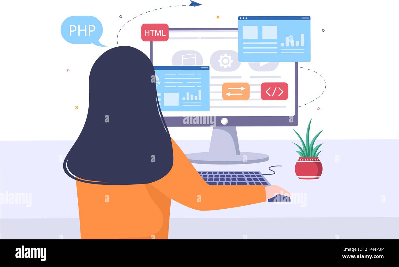 Software Development and Programming Code on Computer Vector ...