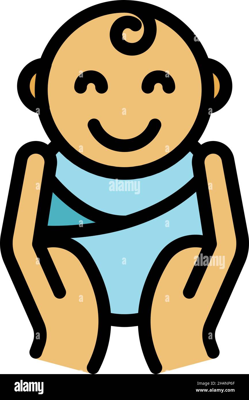 Family baby birth icon. Outline family baby birth vector icon color ...