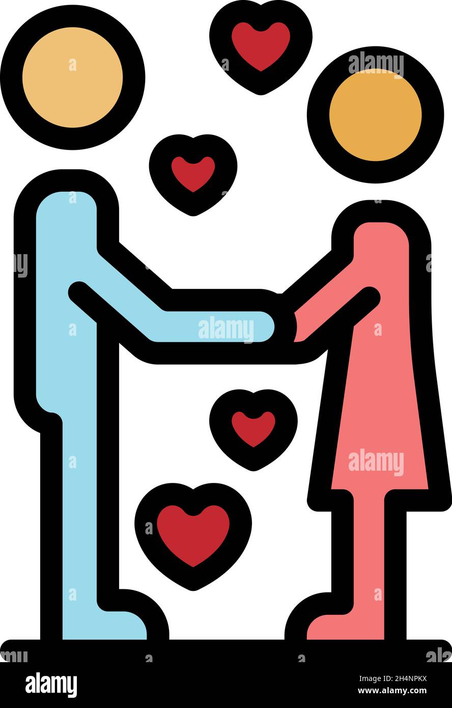 First couple kiss icon. Outline first couple kiss vector icon color ...