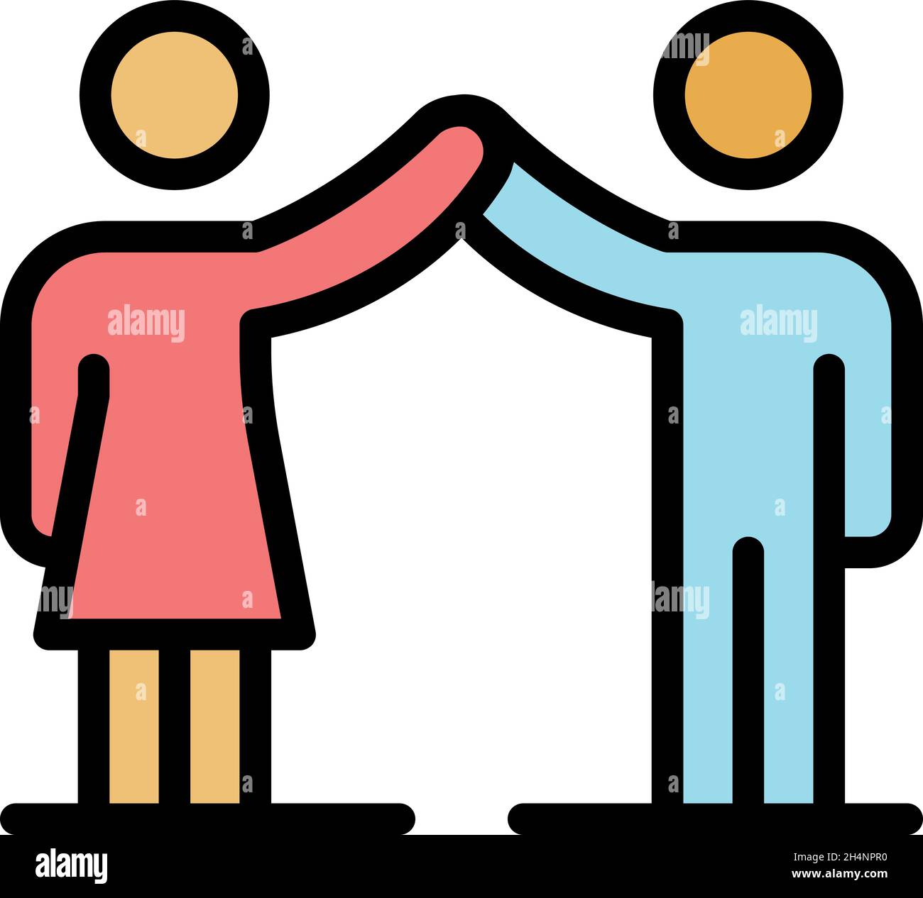 Happy couple icon. Outline happy couple vector icon color flat isolated ...